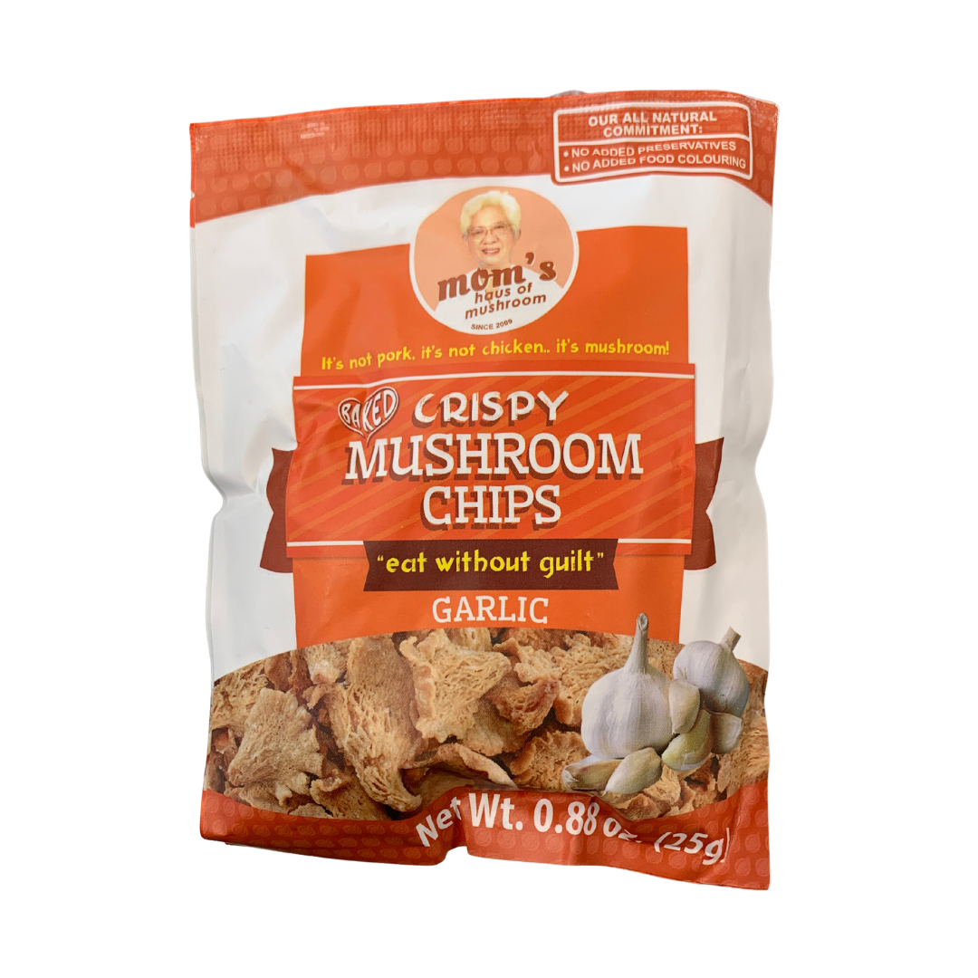 Moms Baked Crispy Mushroom Chips Garlic 25g – Asian Food Mart, Inc.